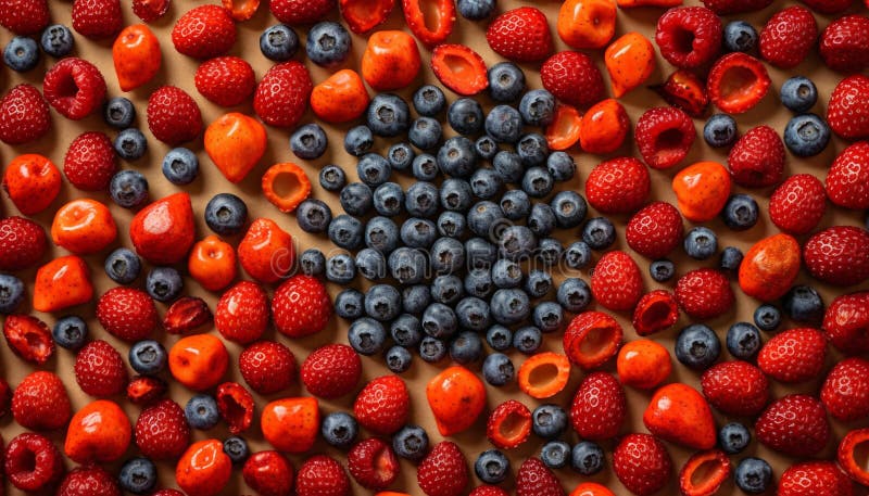 Juicy Berry Fruits in Vibrant Pattern Generated by AI Stock ...