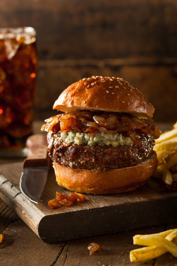 Juicy Blue Cheese Hamburger Stock Image - Image of food, french: 54741315