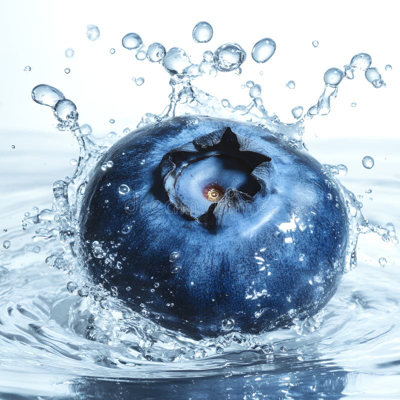 Juicy Blueberry Splashing into Water Freshness Stock Illustration ...
