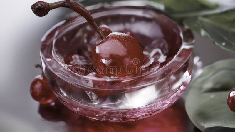 Juicy Bright Cherries in Crystal Syrup Stock Photo - Image of avium ...