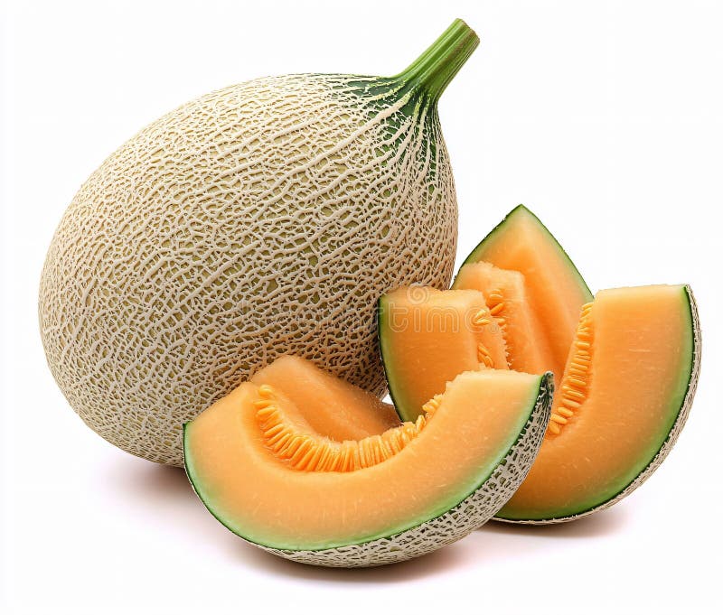 Juicy Cantaloupe Melon Slices and Whole Fruit High Quality Image Stock ...