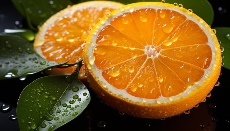 Juicy Citrus Slice, Refreshing Drop, Vibrant Green, Nature Beauty ...