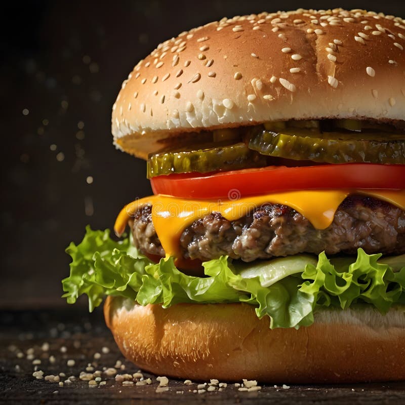 A Juicy Classic Cheeseburger Stock Illustration - Illustration of bacon ...