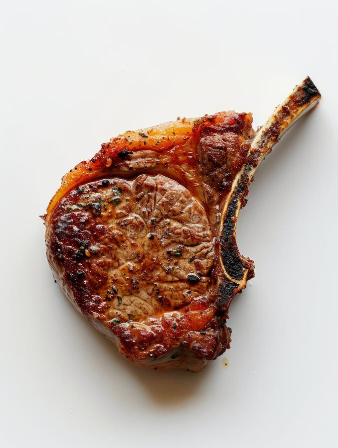 Juicy, Cooked Ribeye Steak on a White Background Stock Image - Image of ...
