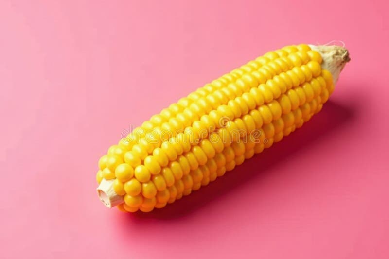 Juicy Corn Cob, Kernels Intact, Vibrant Pink Backdrop, Ingredient ...