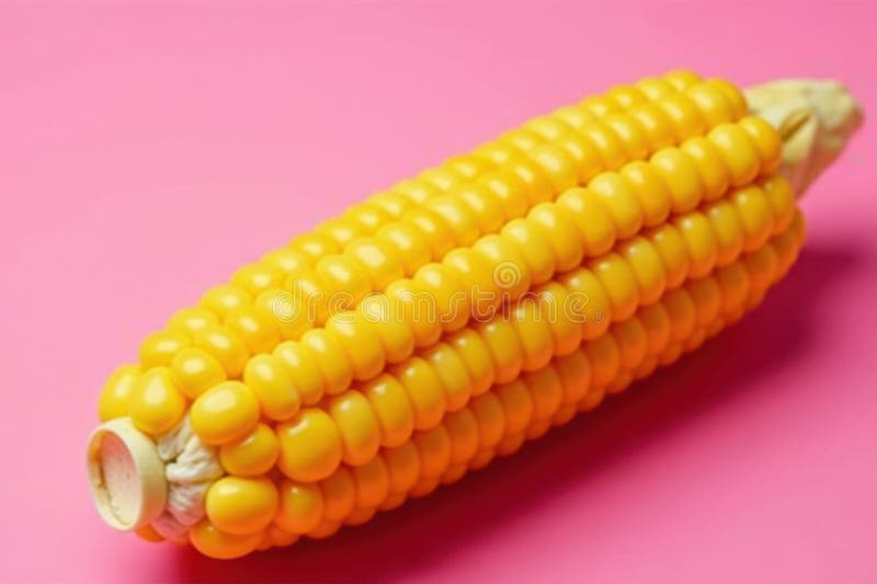 Juicy Corn Cob, Kernels Intact, Vibrant Pink Backdrop, Plant, High ...
