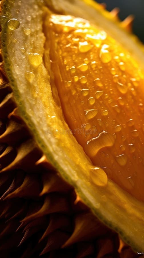 Juicy Durian Slice in Extreme Macro Close-Up . Stock Illustration ...