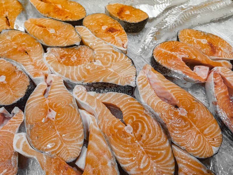 Fresh Appetizing Raw Fish Steaks Stock Photo - Image of delicious ...