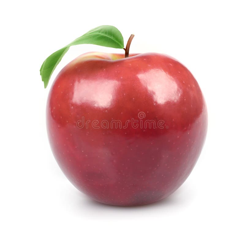 Juicy Fresh Red Apple with Green Leaf. Stock Image - Image of sweet ...