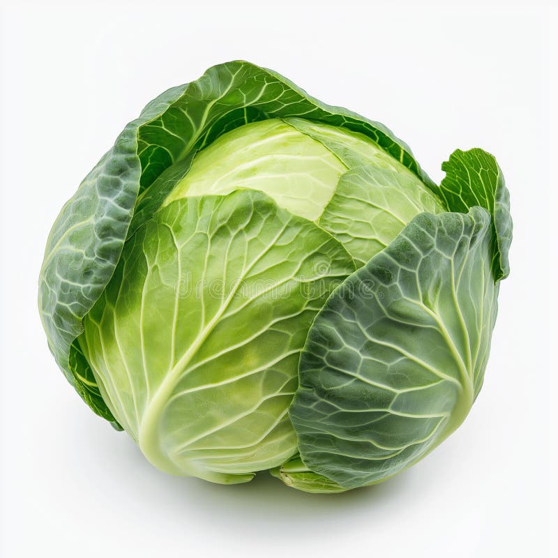 Juicy Fresh Single Cabbage on a White Background Stock Illustration ...