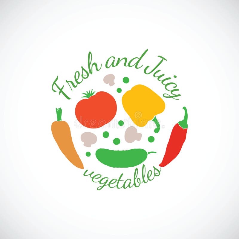 Juicy and Fresh Vegetables Vector Symbol Icon or Stock Vector ...
