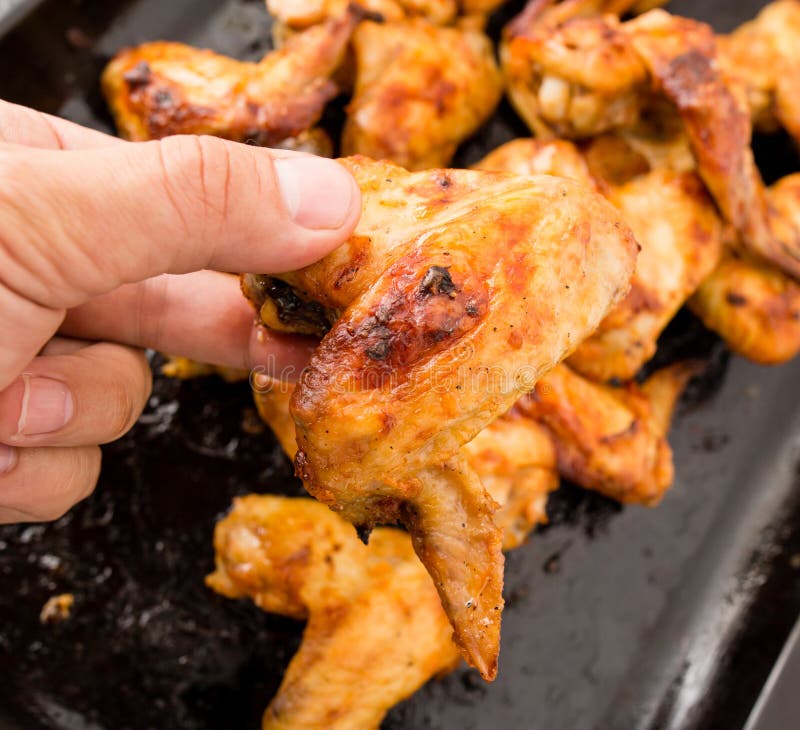 Juicy Fried Chicken Wings in the Oven Stock Image - Image of dinner ...