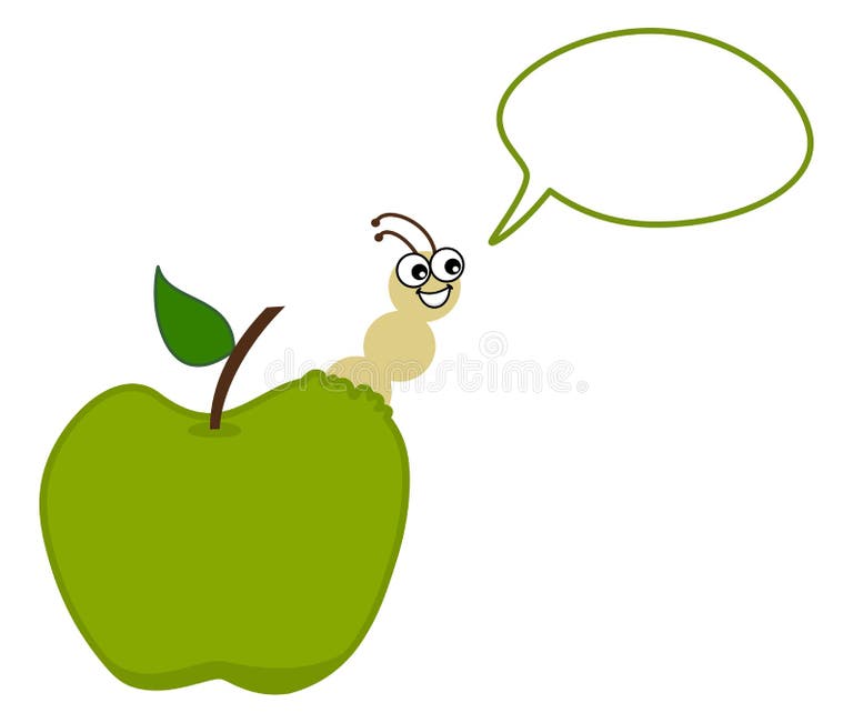 A Juicy Fruit of a Green Apple with Maggot and Talking Bubble - Vector ...
