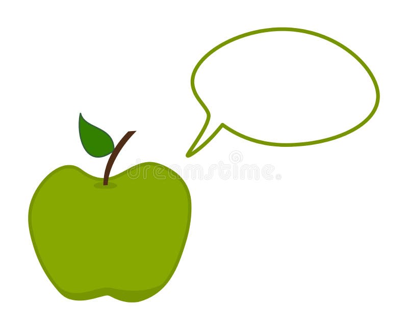 A Juicy Fruit of a Green Apple with Talking Bubble - Vector Stock ...