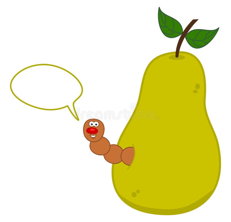 A Juicy Fruit of a Green Pear with Maggot and Talking Bubble - Vector ...