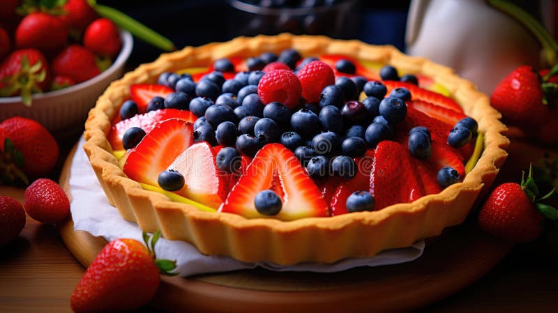 Juicy Fruit Pie with Colorful and Delicious Pieces of Fruit Stock Photo ...