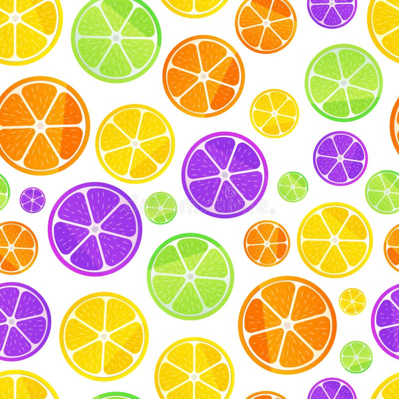 Juicy Fruit Slices on White, Seamless Pattern Stock Illustration ...