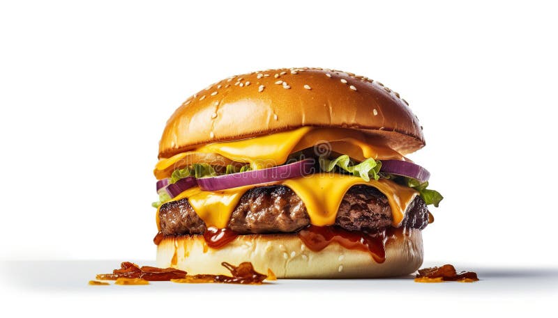 Juicy Full Beef Burger on White Background Stock Illustration ...