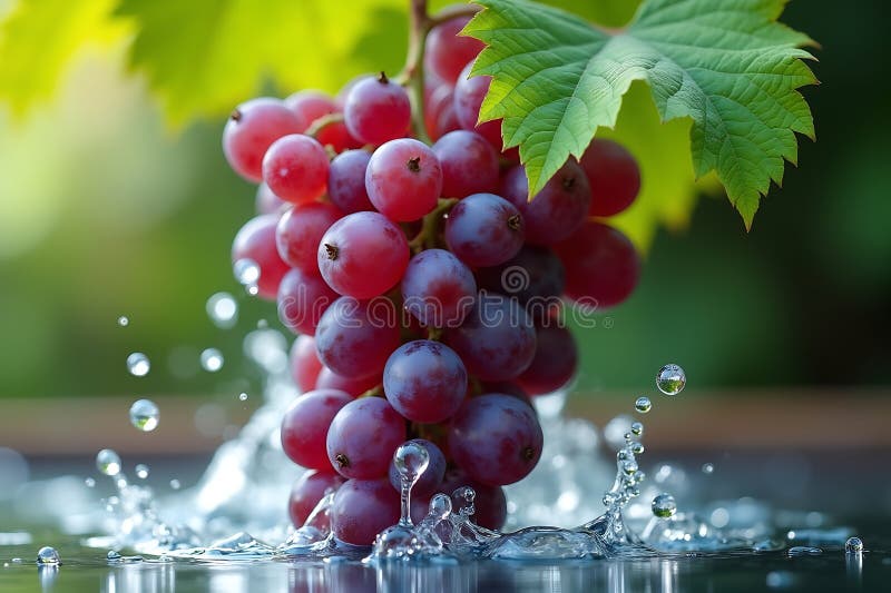 Juicy Grapes Cascade Under Fresh Light Water Splash Stock Illustration ...