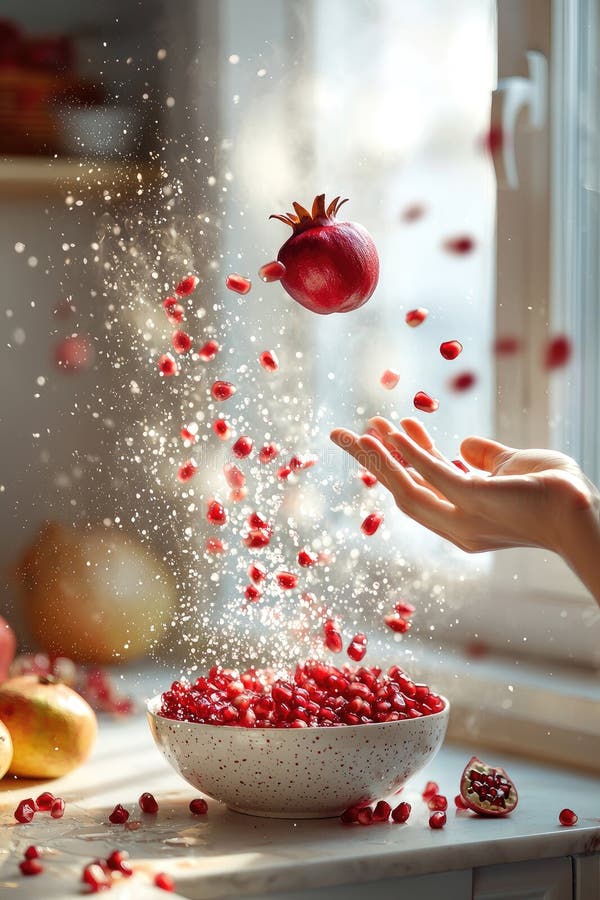 Juicy Grenade in Hands. Selective Focus Stock Photo - Image of ...