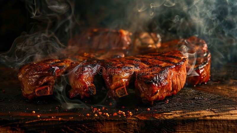 Juicy Grilled Meat with Fire Stock Image - Image of sirloin, herb ...