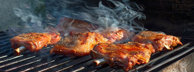 Juicy Grilled Meat with Fire Stock Image - Image of fire, rosemary ...