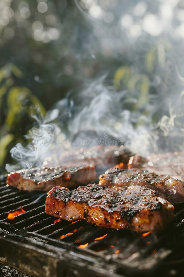 Juicy Grilled Meat with Fire Stock Image - Image of food, fire: 343770247