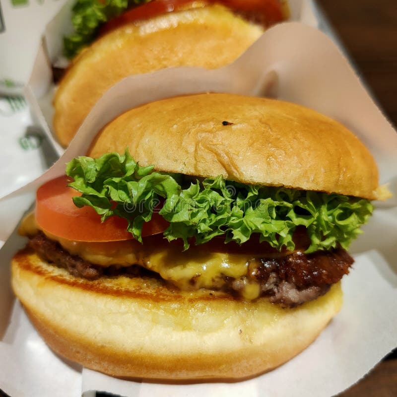 Juicy Hamburger from Shake Shack Stock Image - Image of juicy, shake ...
