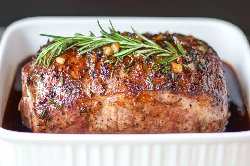Juicy Herb Crusted Roast Beef with Grilled Lemon and Fresh Herbs on a ...