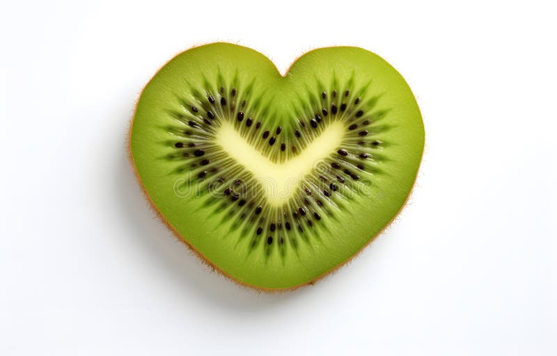 Juicy Kiwi Fruit Heart Shape Isolated on White Background Top View ...