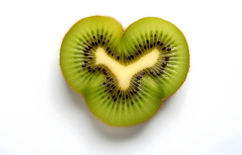 Juicy Kiwi Fruit Heart Shape Isolated on White Background Top View ...