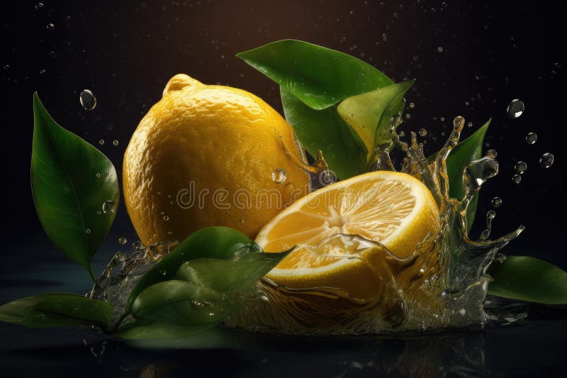 Juicy Lemon Splash Design for Fresh Lemonade Labels. Stock Illustration ...
