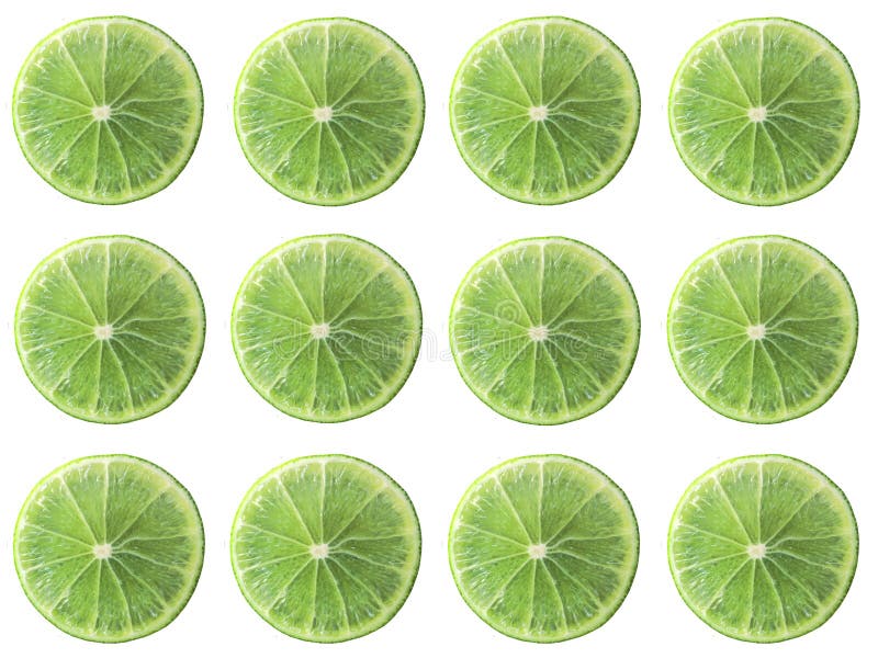 Juicy Lime Slice Circle Shape Alignment Isolated on White Background ...