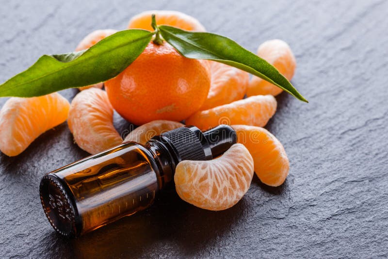 Juicy Mandarin on a Dark Stone Background Stock Image - Image of ...