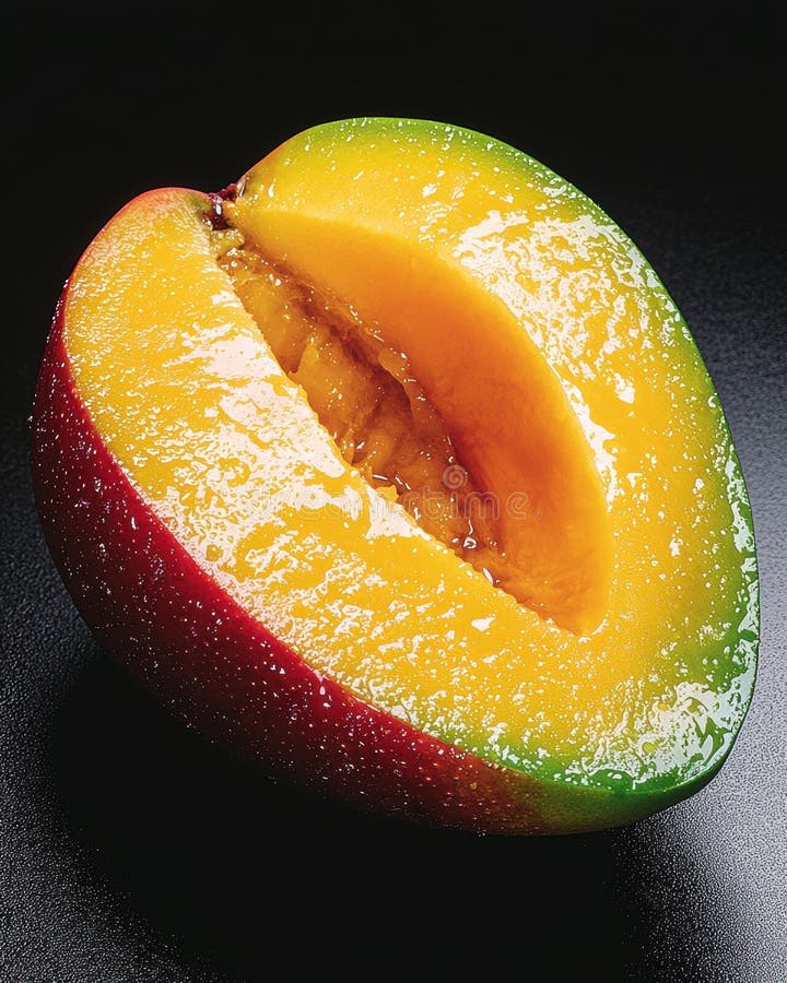 Juicy mango slice stock de ilustración. Ilustración de negro - 337258032