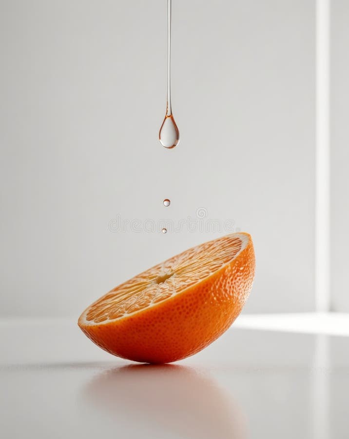 Juicy Orange Slice with Dripping Droplet Stock Photo - Image of slice ...