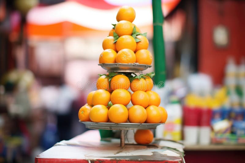 Juicy Oranges Stacked High on a Citrus Stand Stock Photo - Image of ...