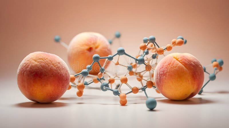 Juicy Peaches with Molecular Structure Model Indicate the Relationship ...