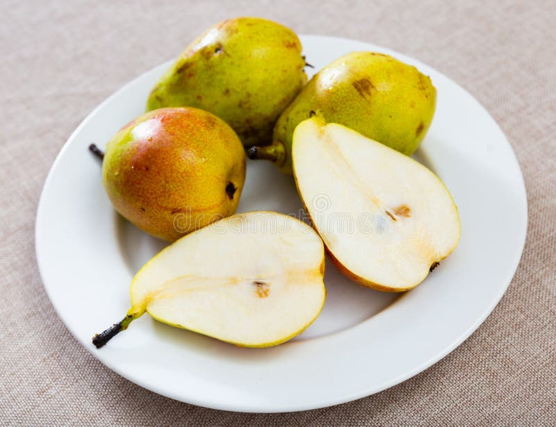 Juicy Pear Fruits Served To Table Stock Photo - Image of natural, vegan ...