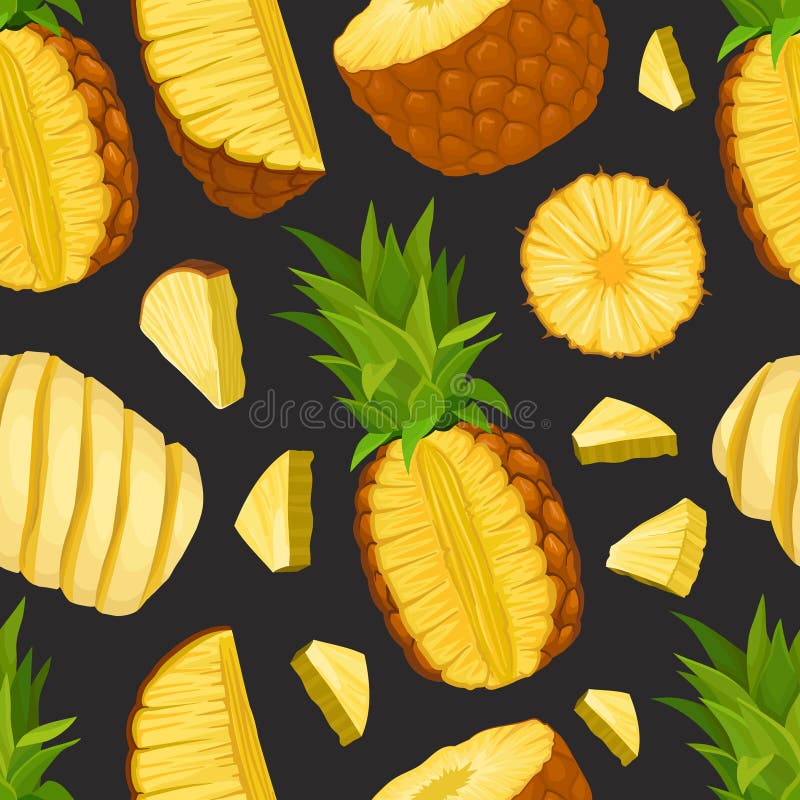 Juicy Pineapple Seamless Pattern. Fresh and Healthy Product Repeating ...