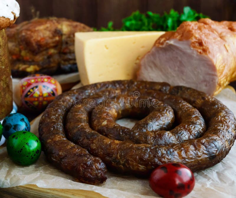 Juicy Pork Sausage. Easter Dishes Stock Photo - Image of easter, juicy ...