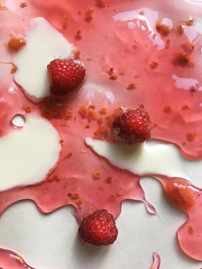 Ripe Juicy Raspberries of Deep Saturated Raspberry Color Floating in ...