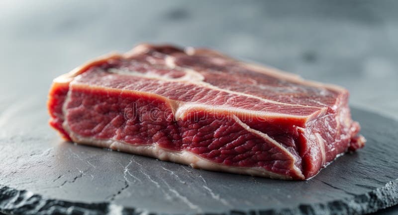 Juicy Raw Brisket Slab Close Up on Slate Surface Stock Image - Image of ...