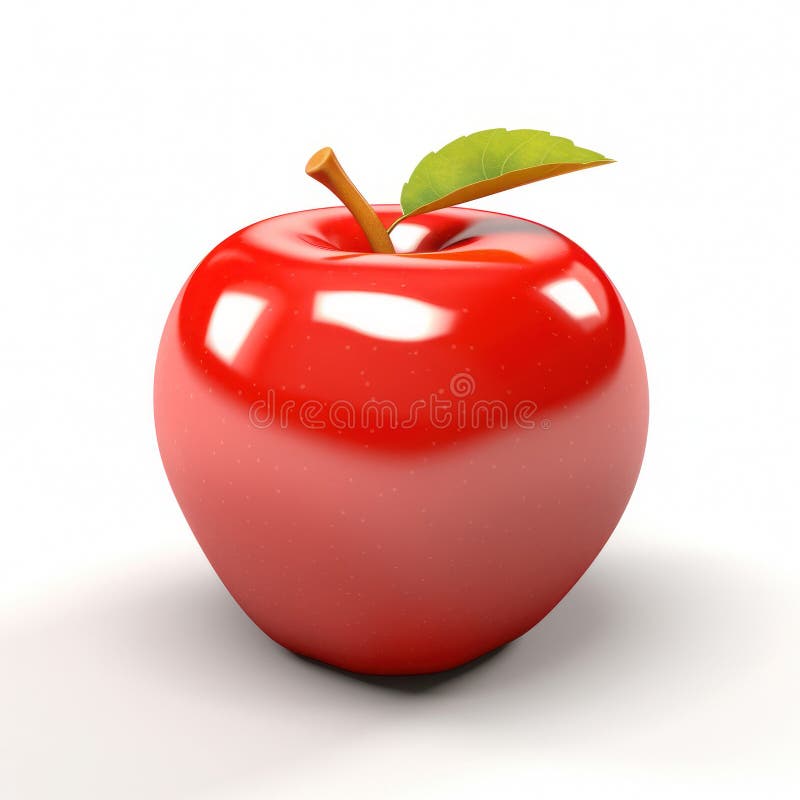 Juicy Red Apple, Render 3D Model, Isolated on White Background. Ideal ...