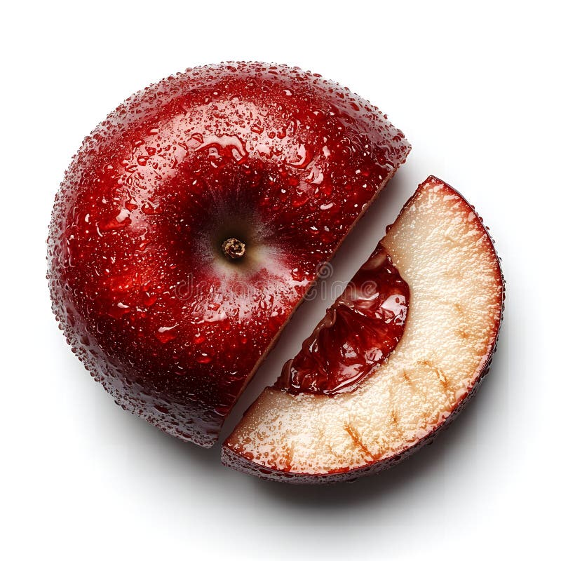 Juicy Red Apple Sliced Perfectly Showing Its Freshness and Texture ...