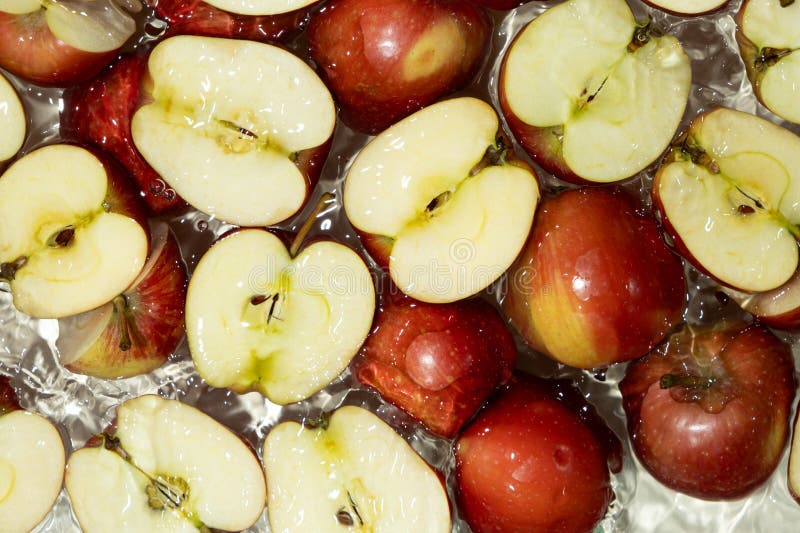 Juicy Red Apples Floating in Water with Splash. Stock Image - Image of ...