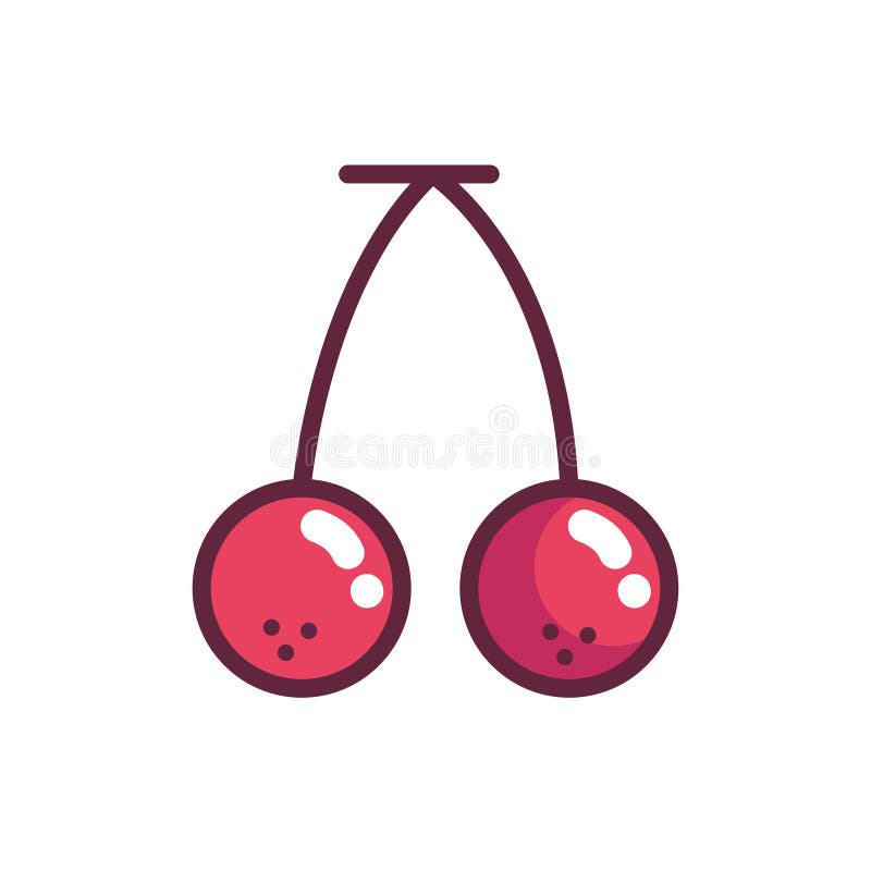 Juicy Red Cherries Vector with Bold Outline Stock Illustration ...