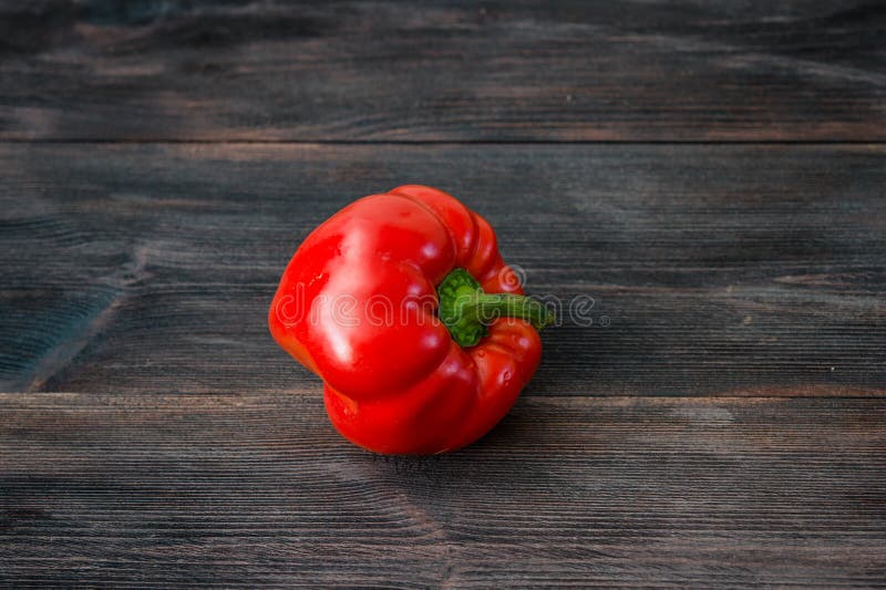 Juicy Red Pepper on a Wooden Table Stock Photo - Image of ripe, taste ...