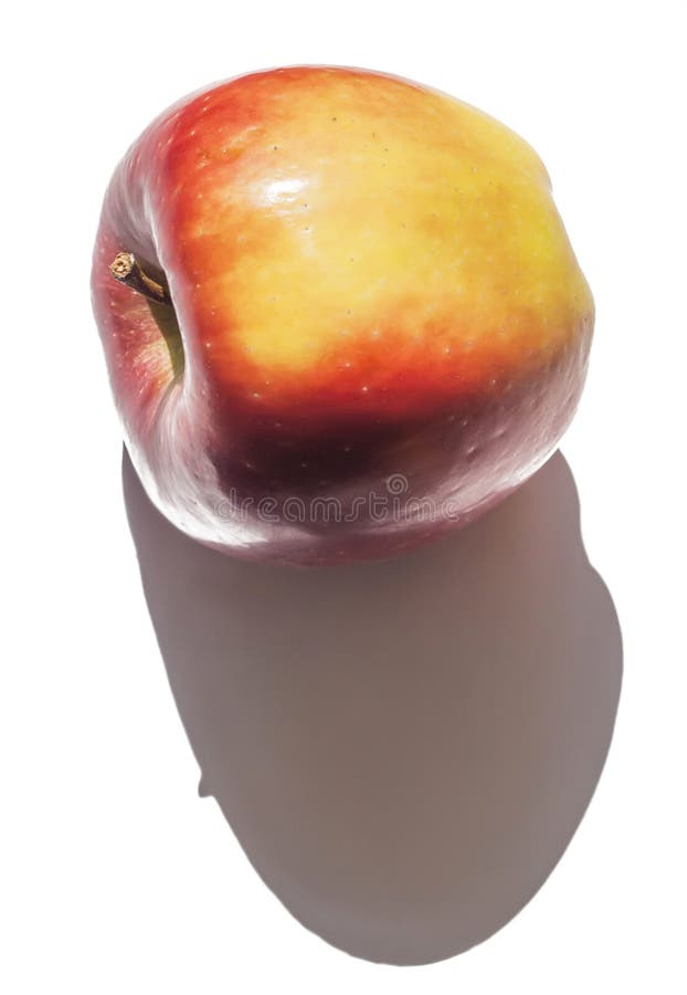 Juicy Ripe Apple White Background Deep Shadow Stock Photos - Free ...