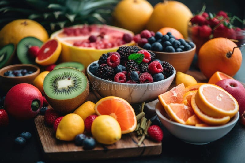 Juicy and Ripe Fruits that are an Immunity-boosting Snack Stock Photo ...